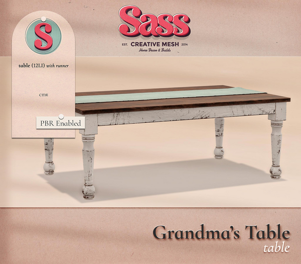 Second Life Marketplace - Sass [Grandma's Table] Table
